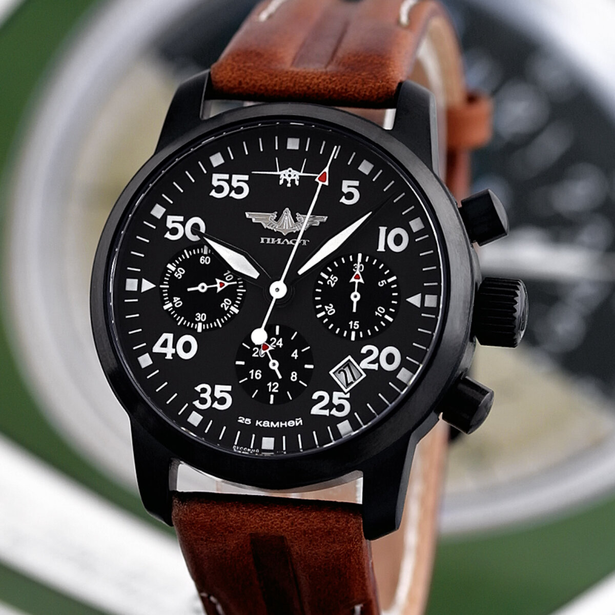 Pilot Berkut Chronograph Poljot 31681 Russian Analog Watch Sapphire G ...